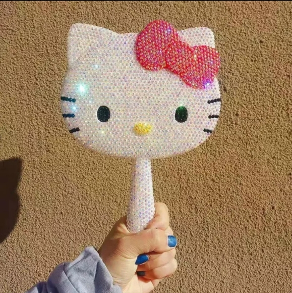 Hello Kitty | Makeup | Large Bedazzled Hello Kitty Hand Mirror | Poshmark